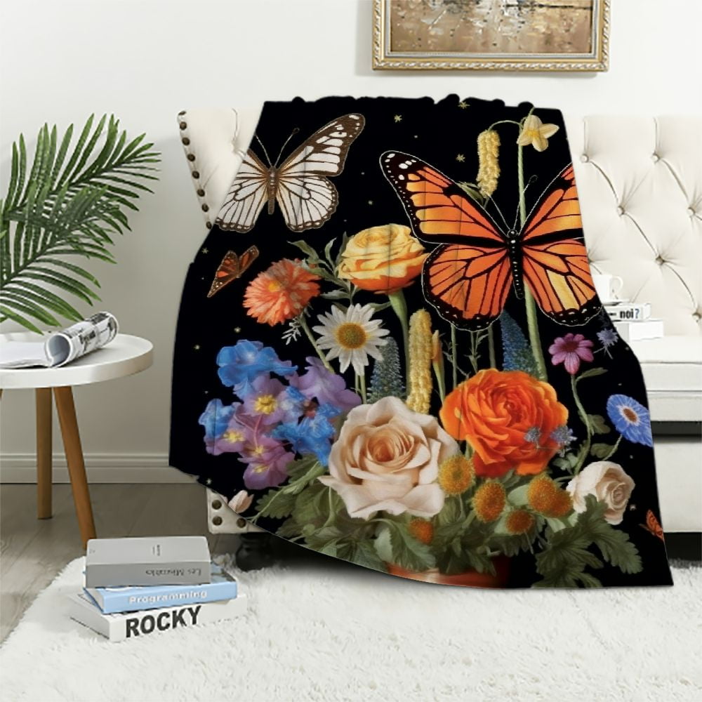 COMIO Butterfly Throw Blanket - Small Blanket for Kids, Girls & Women ...