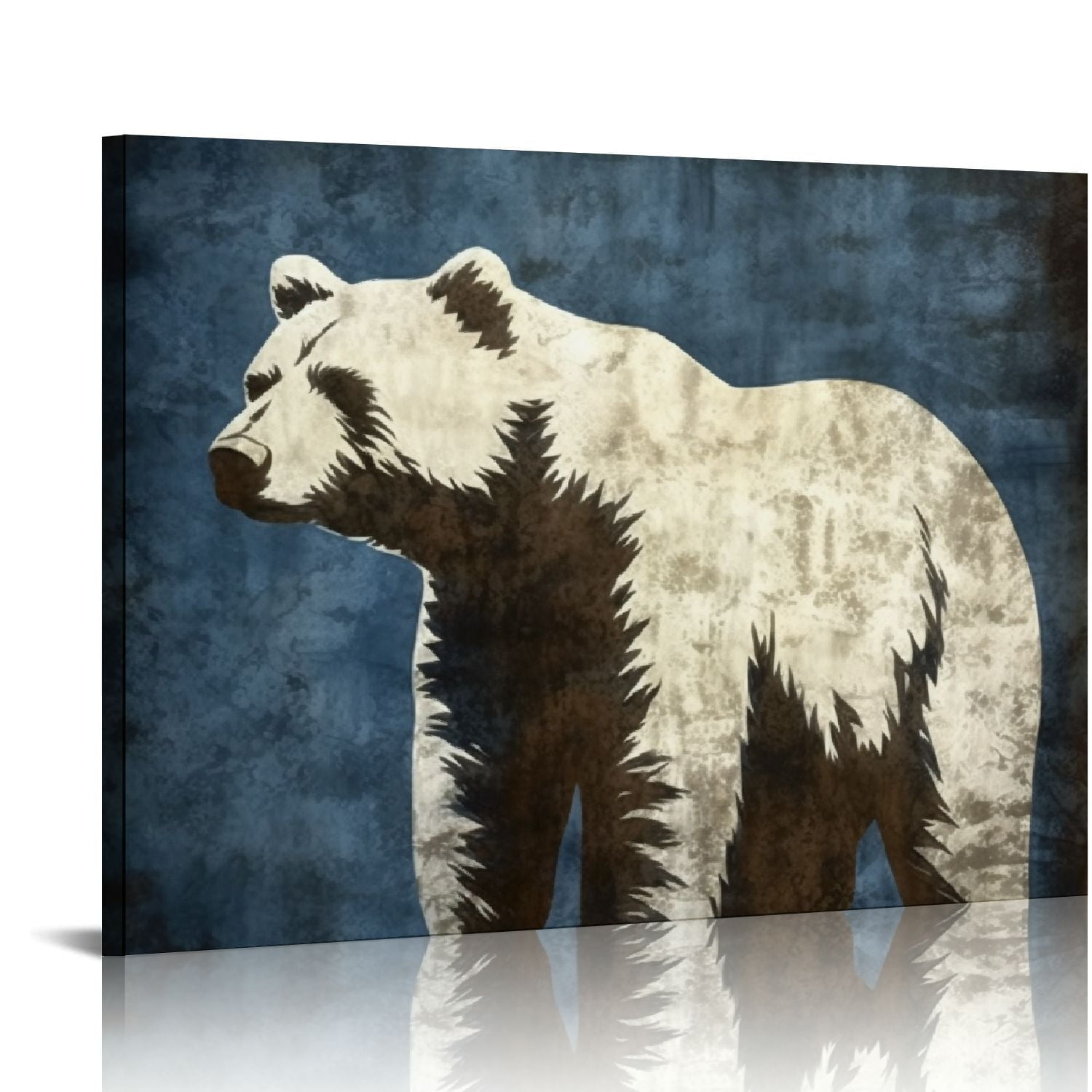 COMIO Cabin Wall Art Bear Animal Silhouettes Canvas Pictures Rustic ...