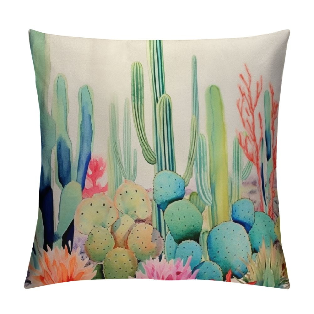COMIO Cactus Throw Pillow Covers Tropical Desert Succulent Plants ...