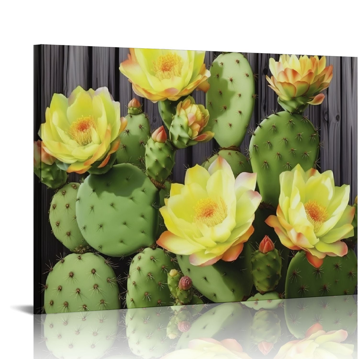 COMIO Cactus Wall Art Framed Succulent Wall Decor Canvas Tropical ...