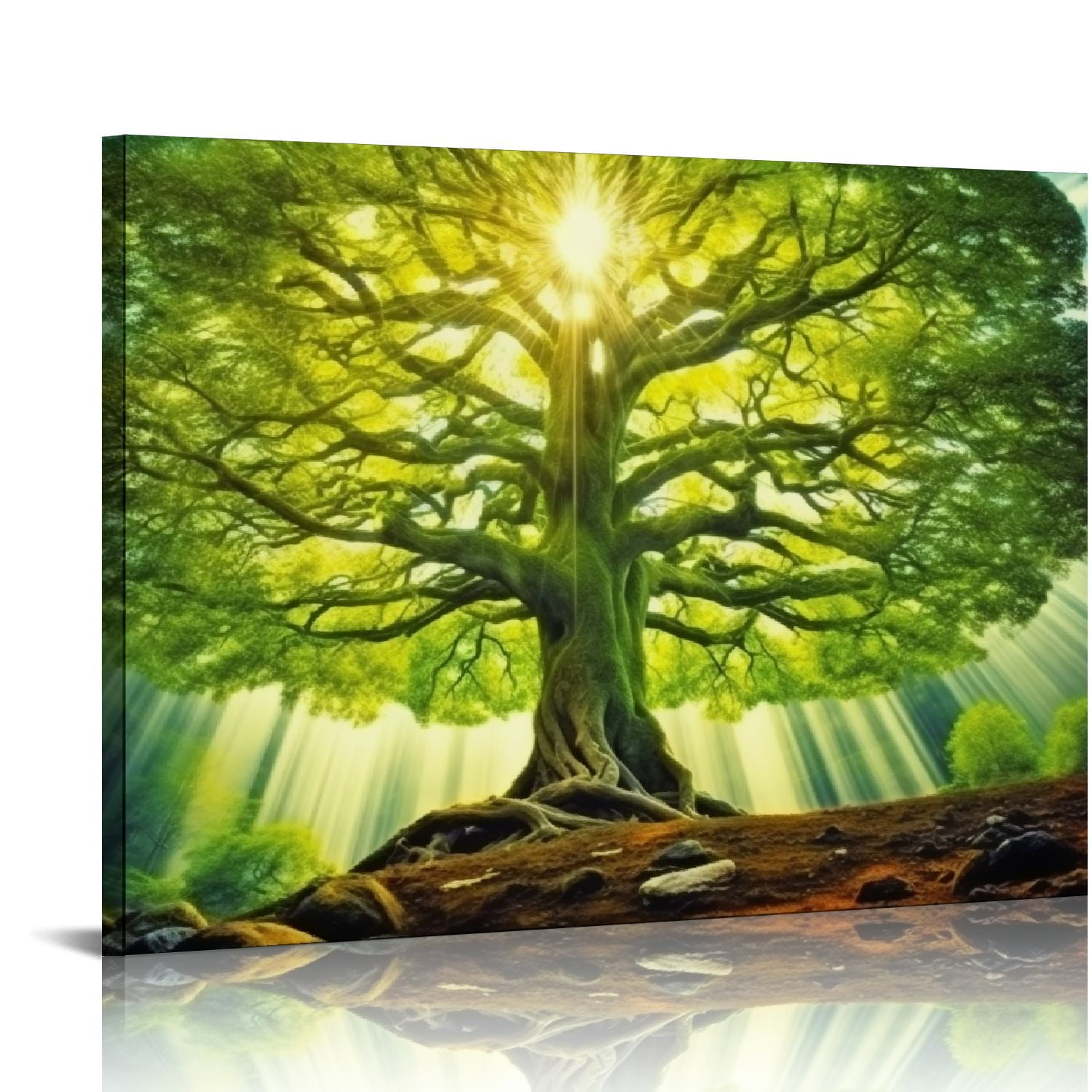 COMIO Canvas Art Print Spring Forest Nature Green Big Tree Wall Art ...