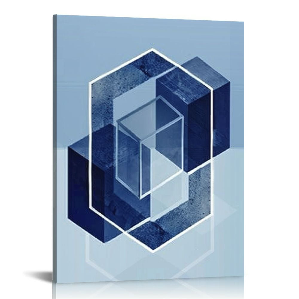 COMIO Canvas Art Wall Decor for Bedroom Modern Indigo Abstract ...