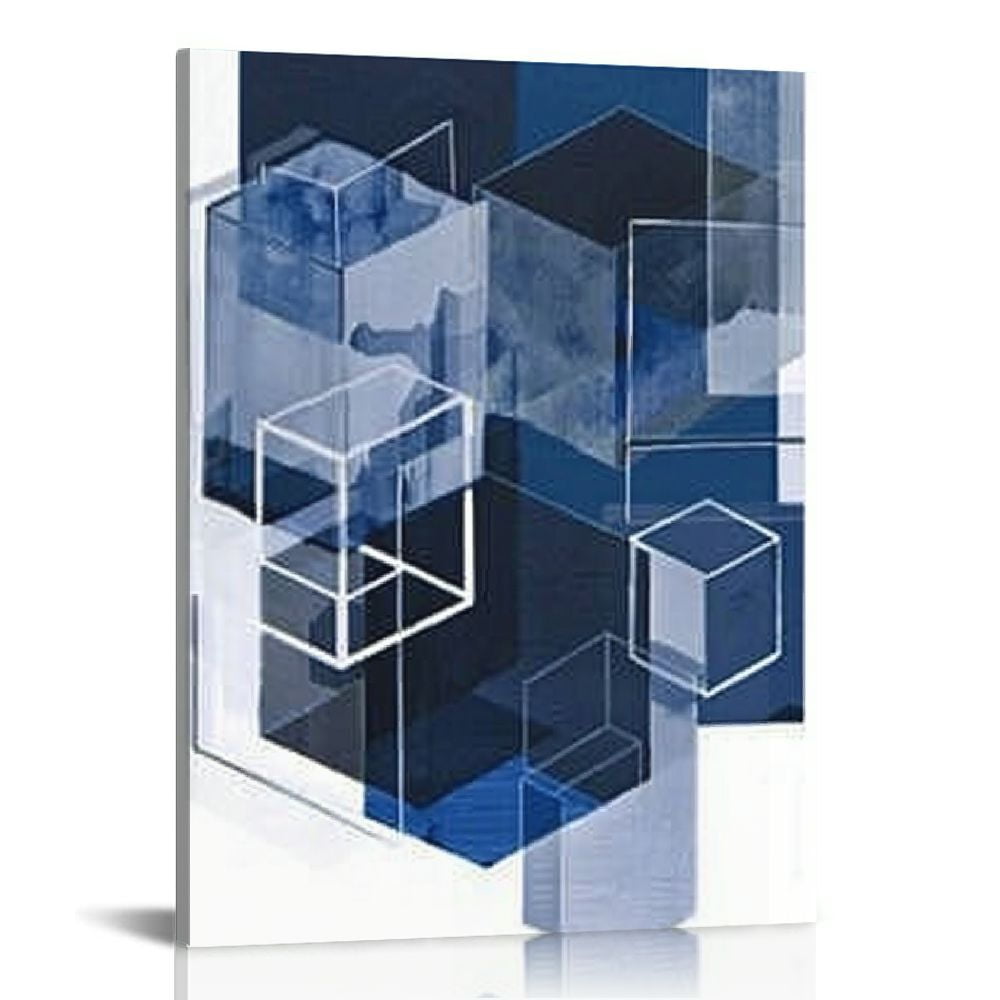 COMIO Canvas Art Wall Decor for Bedroom Modern Indigo Abstract ...