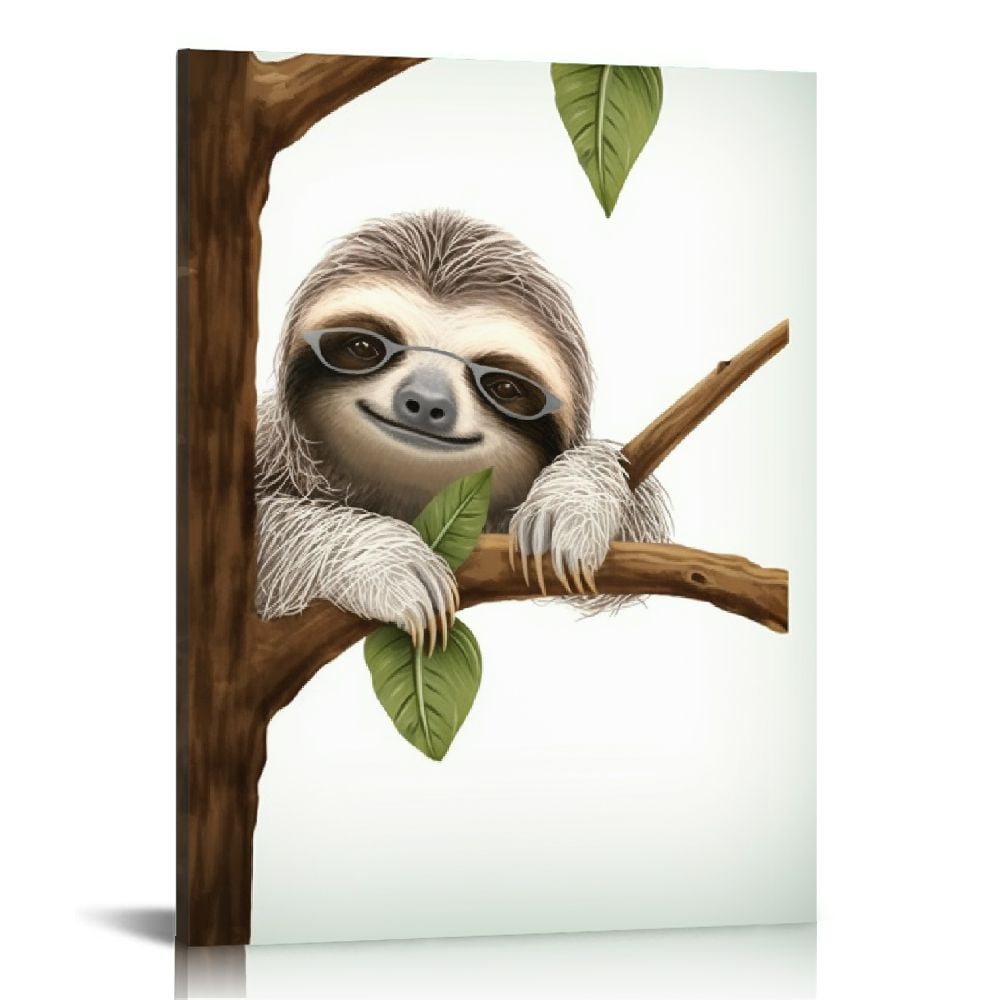 COMIO Canvas Like Wall Art Decor - Painting Like Framed Artwork Sloth ...