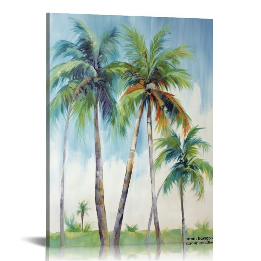 COMIO Canvas Nature Artwork for Home Green Blue Palm Trees Rustic ...