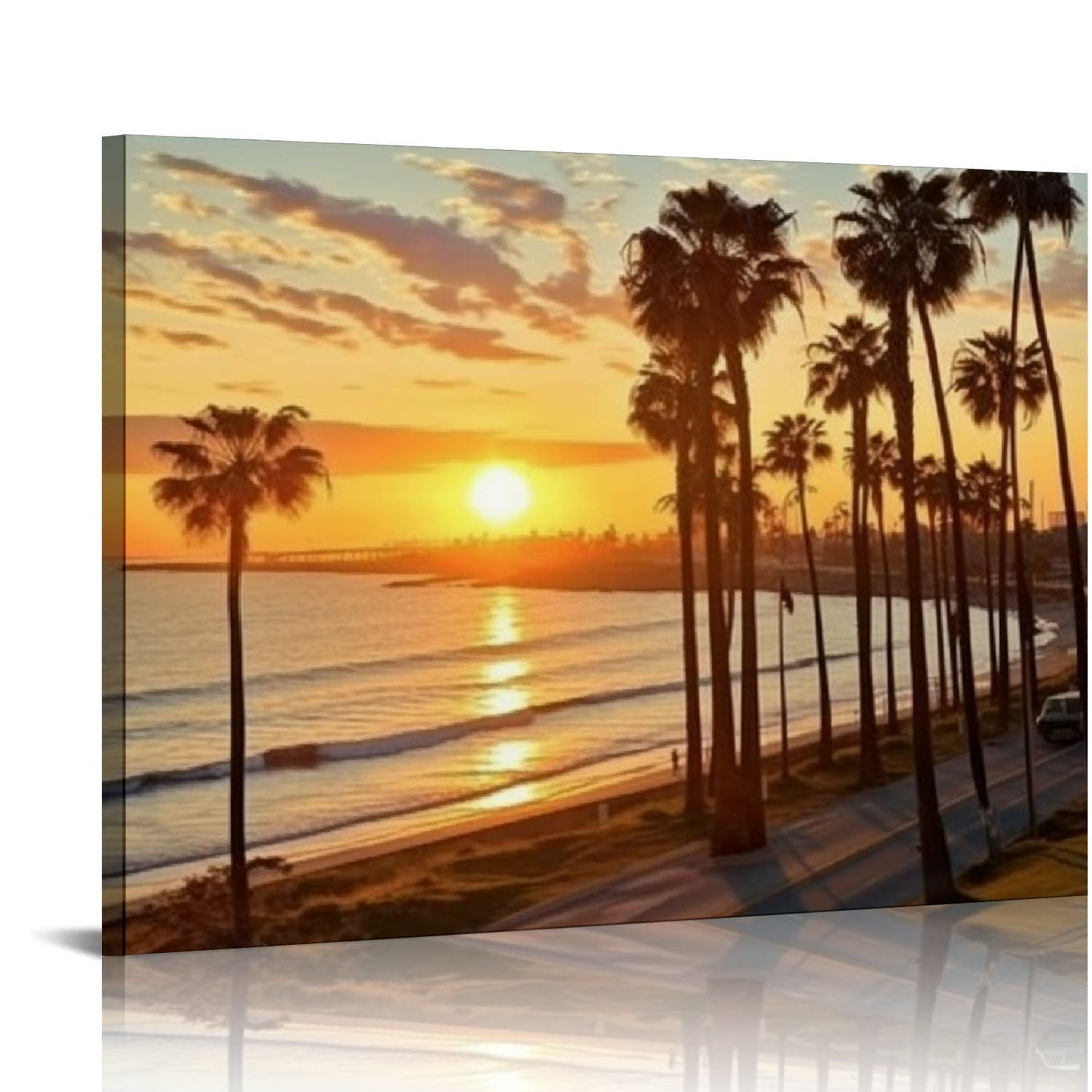 MLJA Canvas Print Pictures Wall Art Painting Coastal Road Sunset in ...