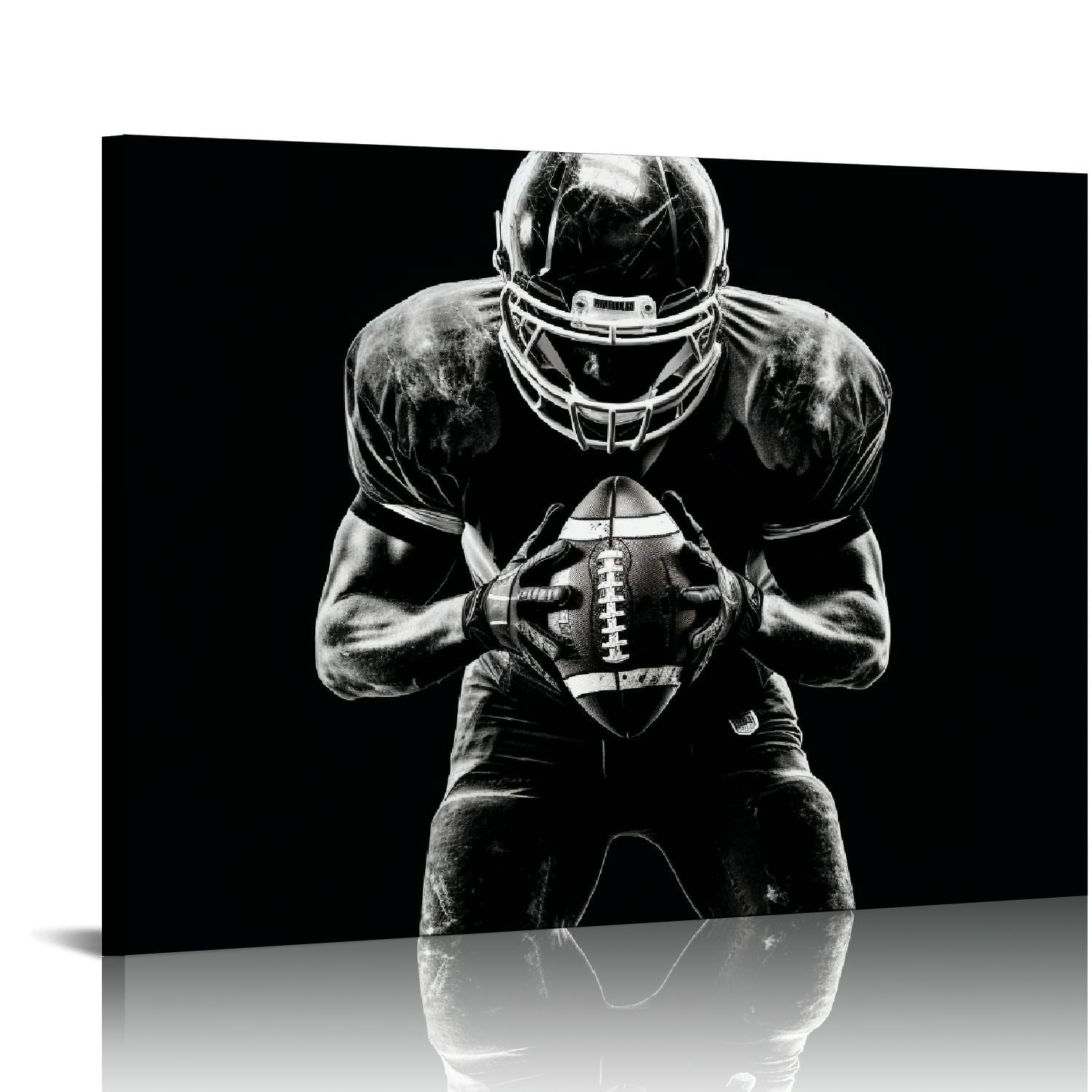 COMIO Canvas Print Wall Art Black White Shadow Football Player Portrait ...