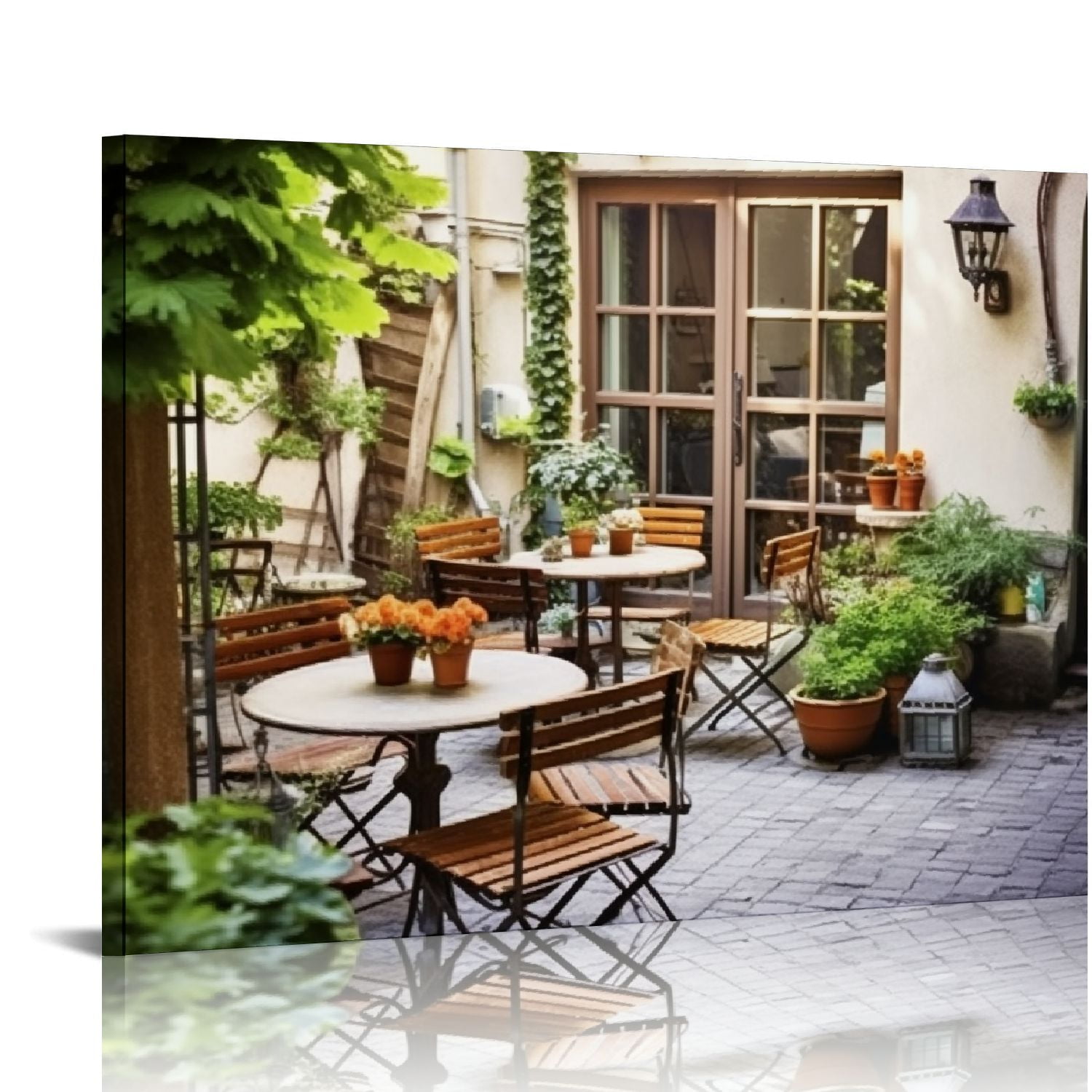 COMIO Canvas Print Wall Art European Cafe Restaurant Terrace Patio Food ...