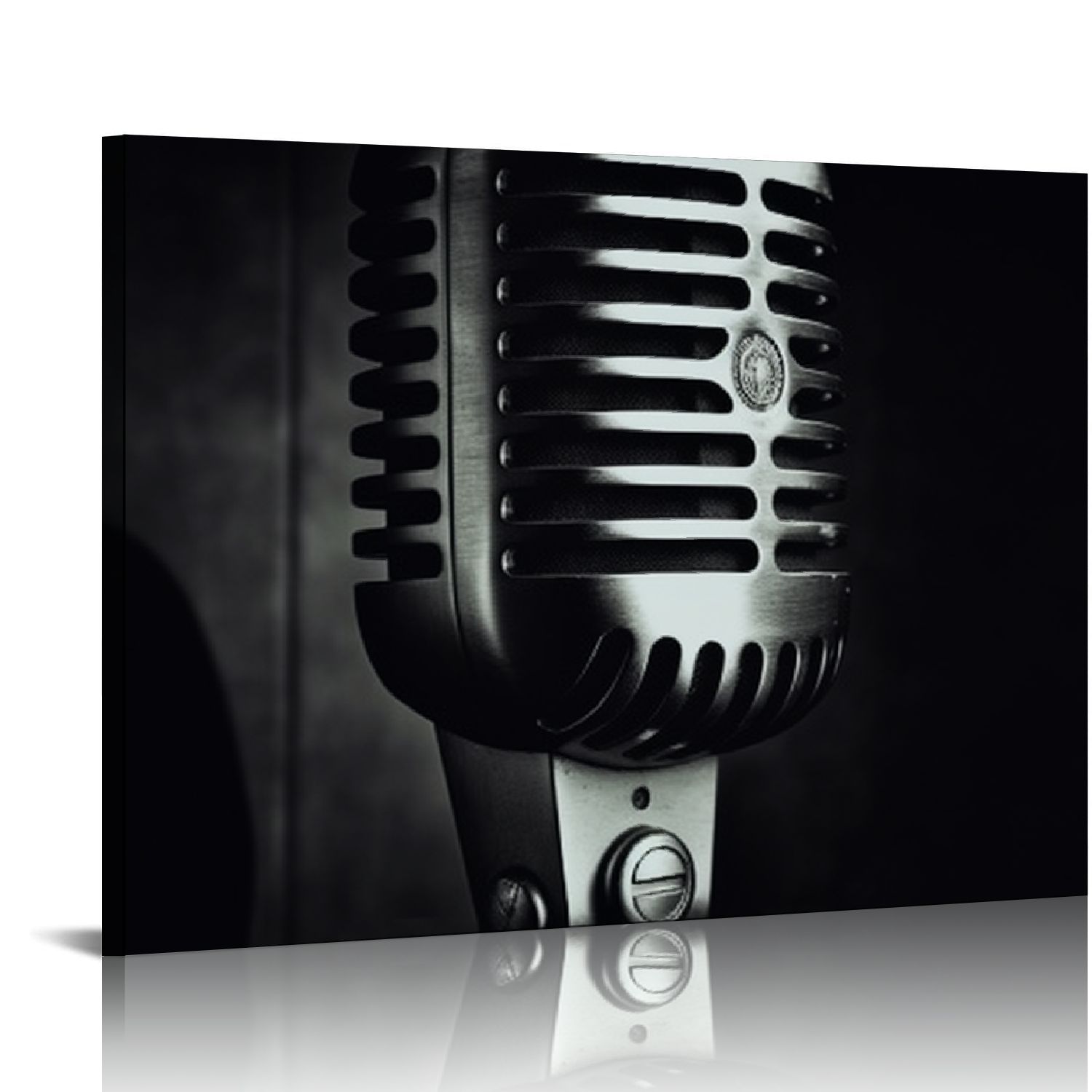 COMIO Canvas Print Wall Art Silver Retro Microphone Music Instruments ...