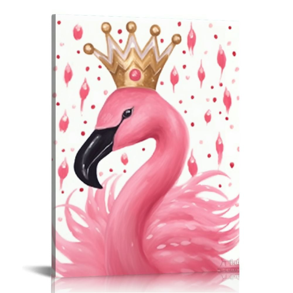COMIO Canvas Print Wall Décor Art Elegant Pink Flamingo King Queen ...
