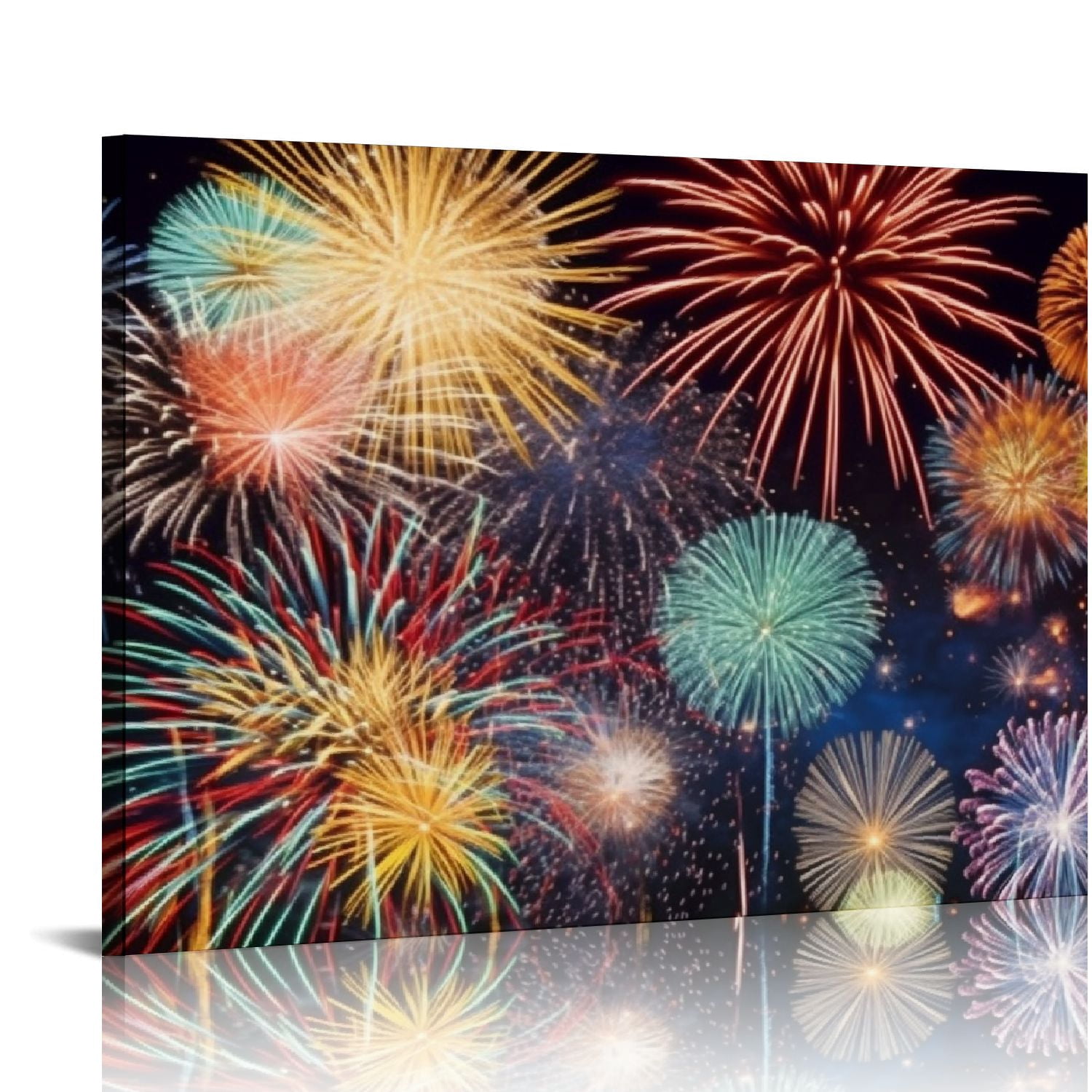 COMIO Canvas Prints Wall Art Colorful Fireworks in Night Sky Modern ...