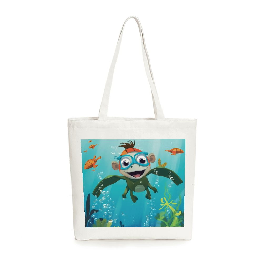 COMIO Canvas Tote Bag，Cartoon Beaver Characters Cute Animal Icons White ...