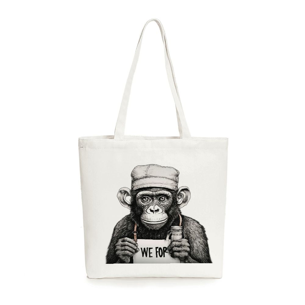 COMIO Canvas Tote Bag，Monkeys Reusable Large Shopping Shoulder Tote Bag ...