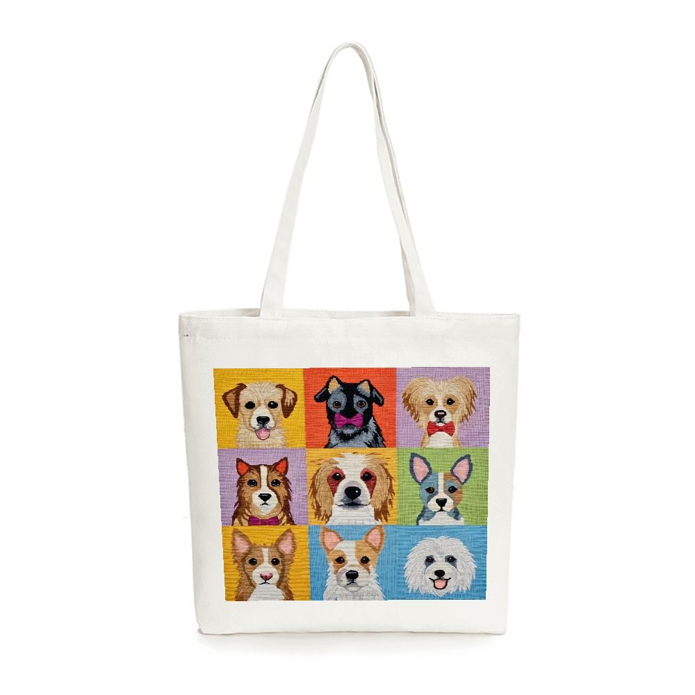 COMIO Canvas Tote Bag for Women Cute Dogs bag Reusable Grocery Bags ...