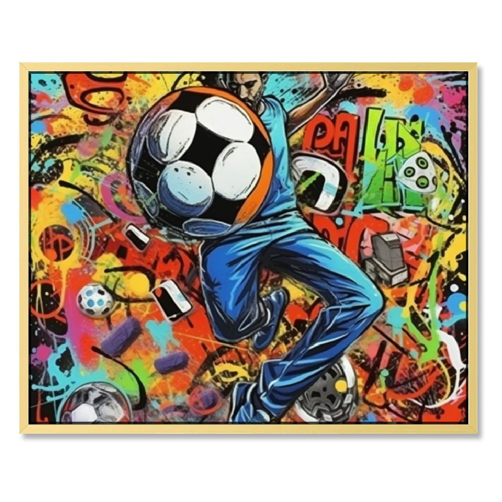 COMIO Canvas Wall Art 16x12in / 20x16in Hippie Graffiti with Golden ...