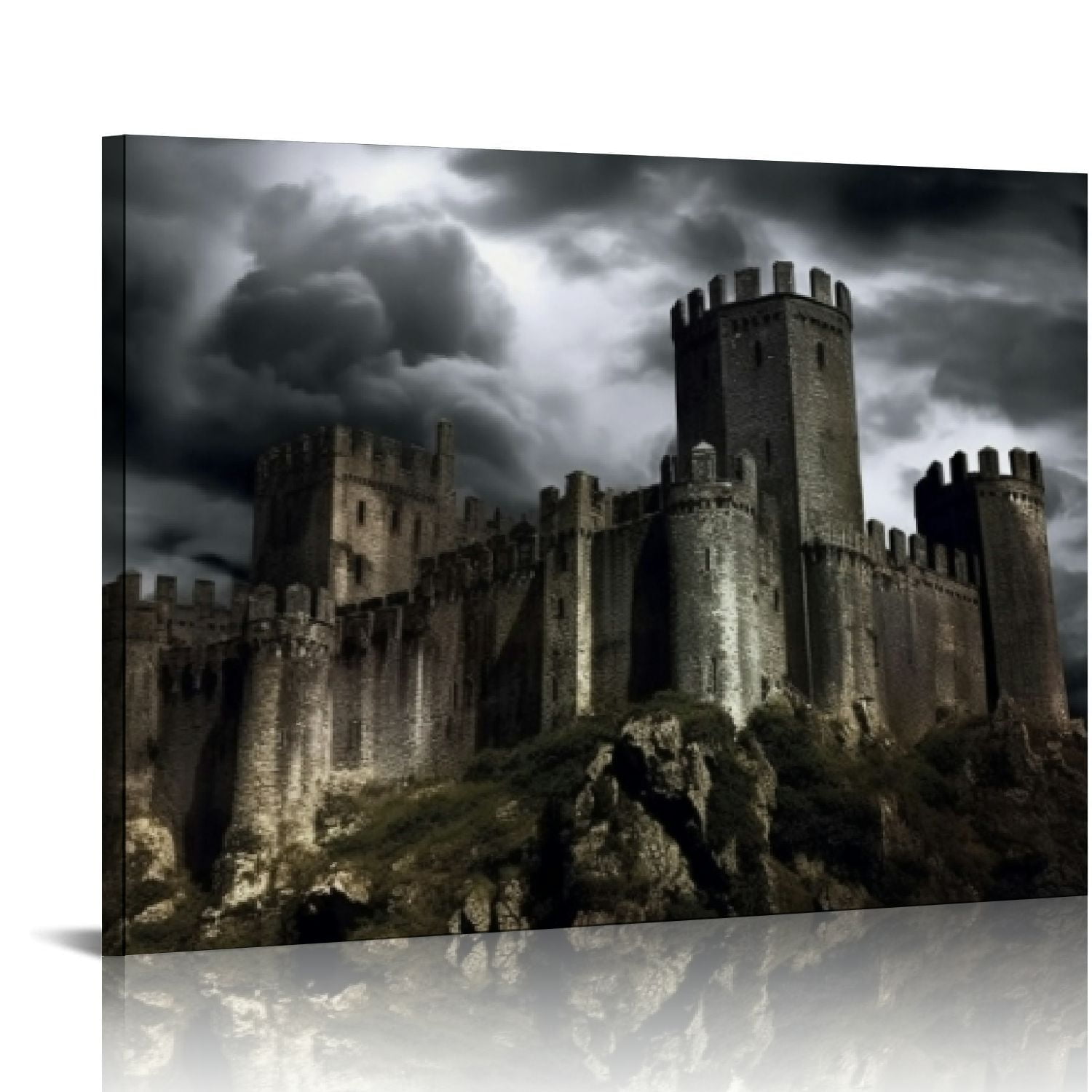 COMIO Canvas Wall Art Castle In The Moonlight Canvas Print Artwork ...