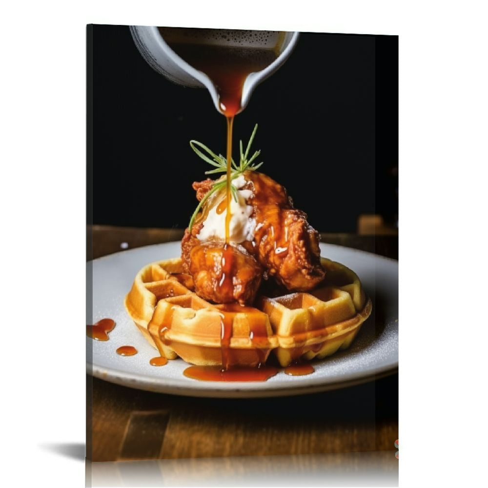 COMIO Canvas Wall Art Chicken waffles Homemade waffles crispy southern ...