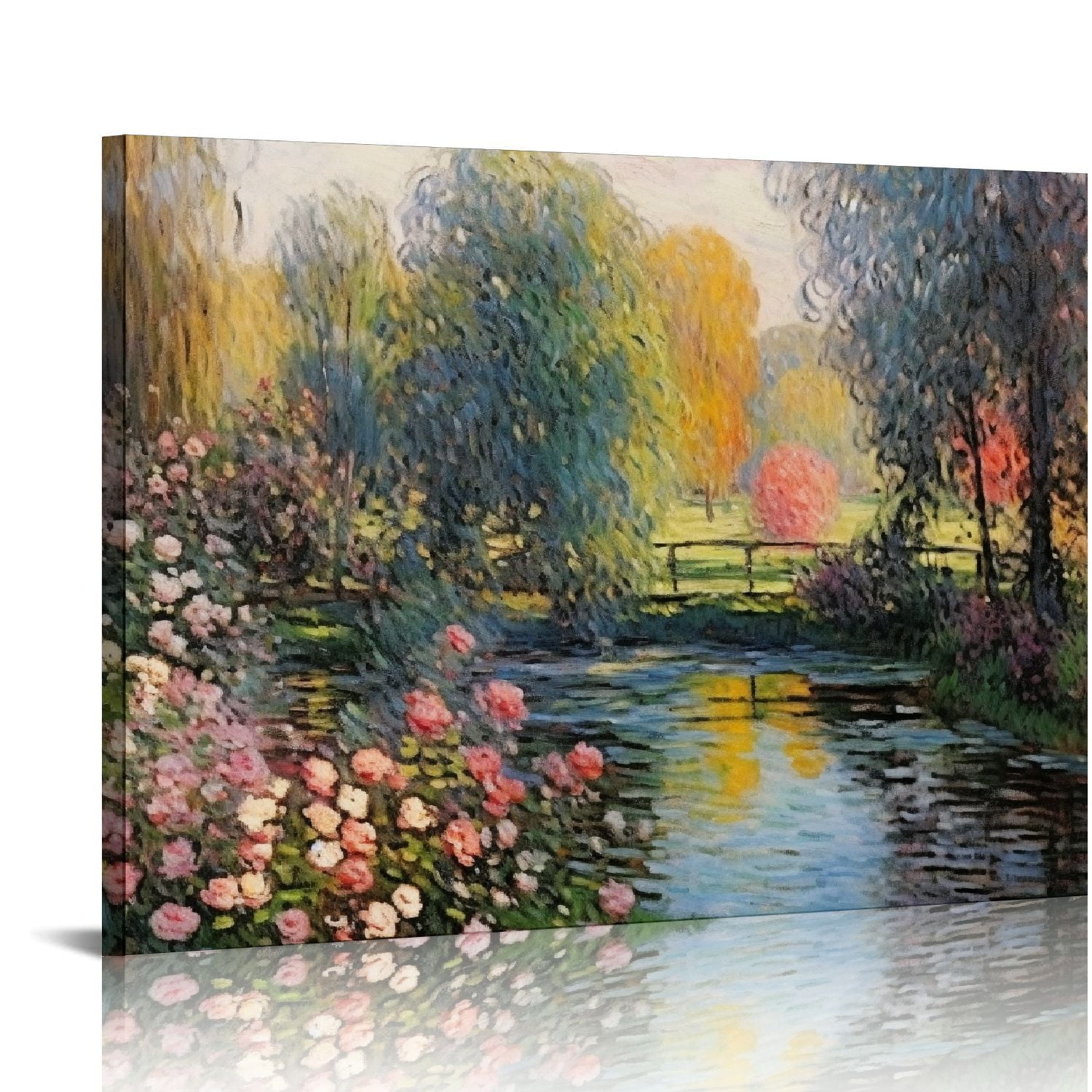 COMIO Canvas Wall Art Claude Monet Painting Garden of Montgeron in Giverny Picture Canvas ...