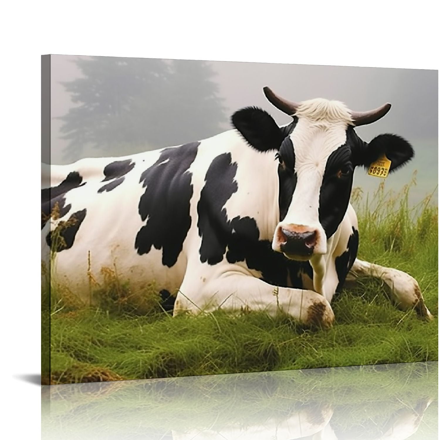 COMIO Canvas Wall Art Cows On The Grass Canvas Print Artwork Animal Cow ...