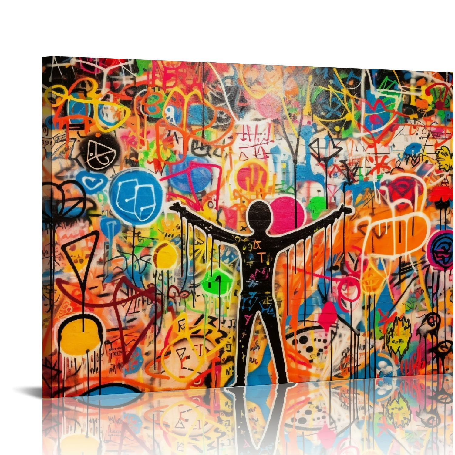 COMIO Canvas Wall Art, Graffiti Abstract Canvas Wall Art, Colorful Wall ...