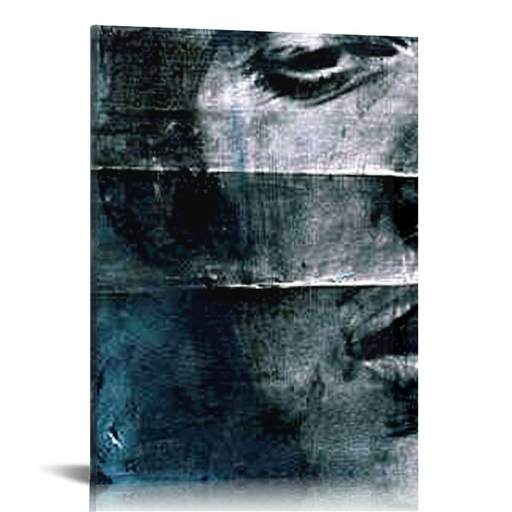 COMIO Canvas Wall Art-Gray Blue Abstract Art Painting-Modern Canvas ...