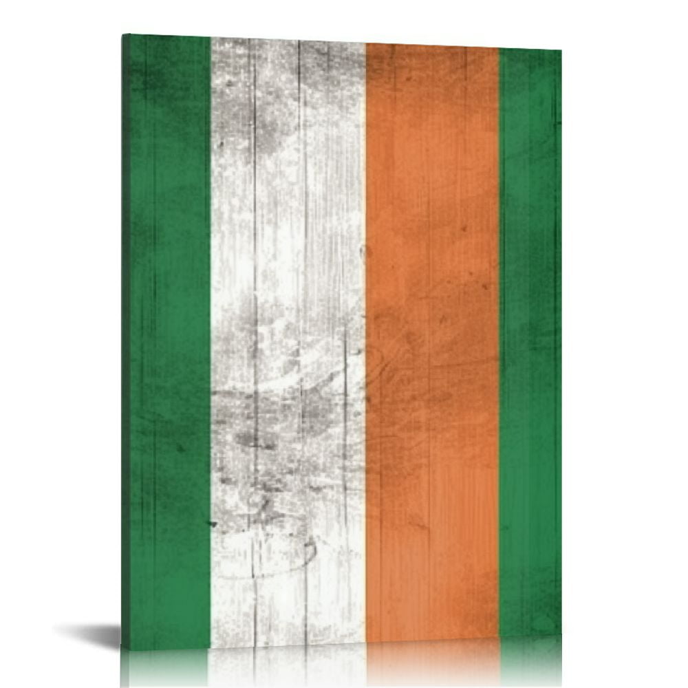 COMIO Canvas Wall Art Ireland Flag On An Old Paintings Printed On ...