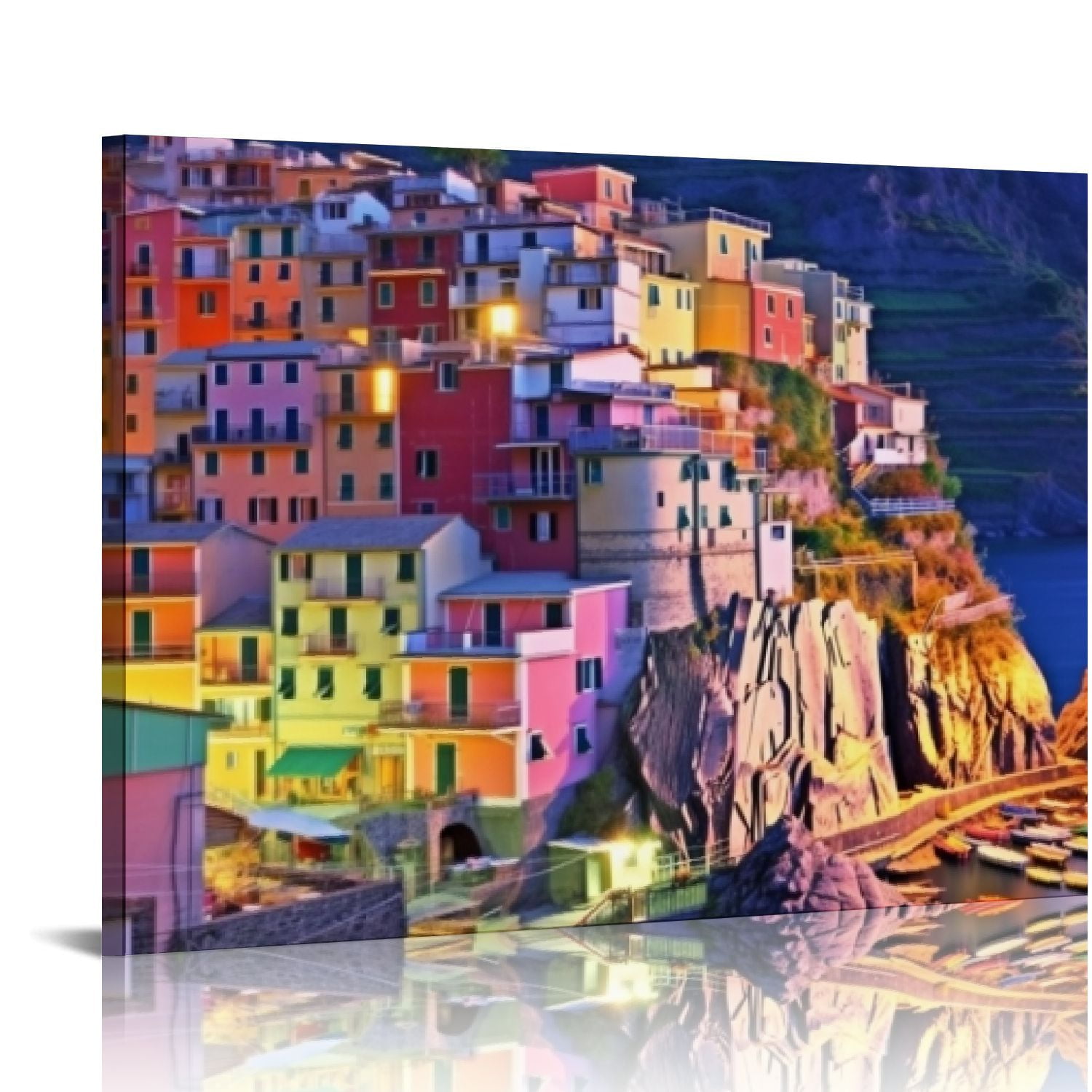 COMIO Canvas Wall Art Italian Sea Village Manarola in Cinque Terre Wall ...