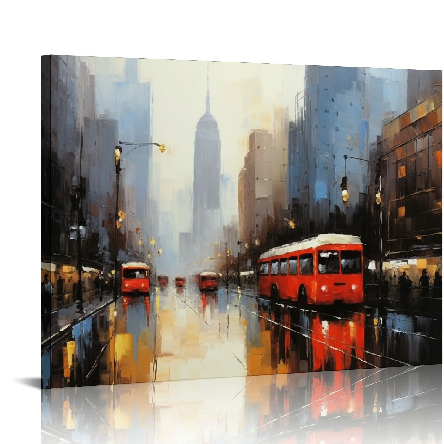 COMIO Canvas Wall Art for Living Room Cityscape Abstract Brown and Grey ...