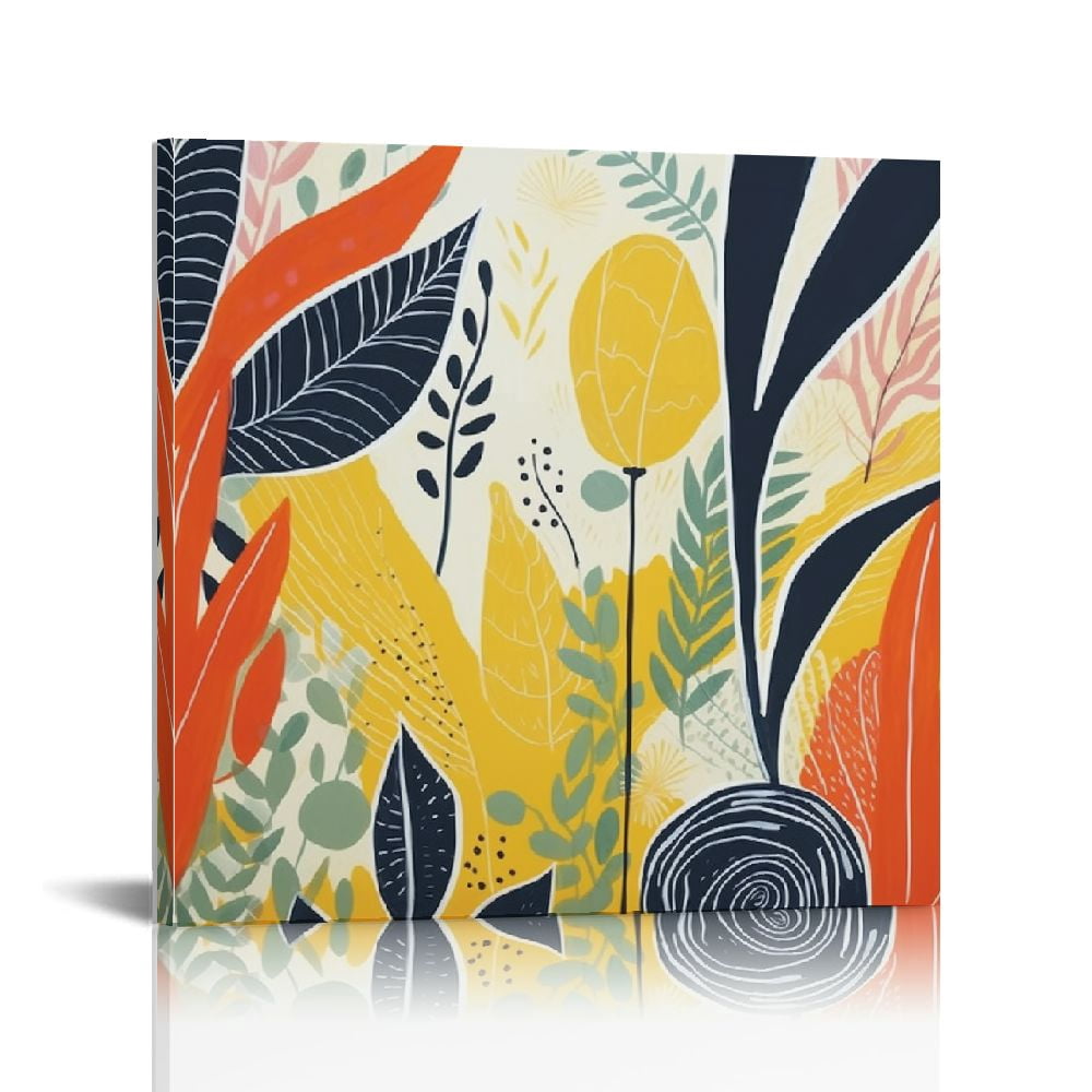 COMIO Canvas Wall Art Mid Century Boho Abstract Foliage,Prints Artworks ...