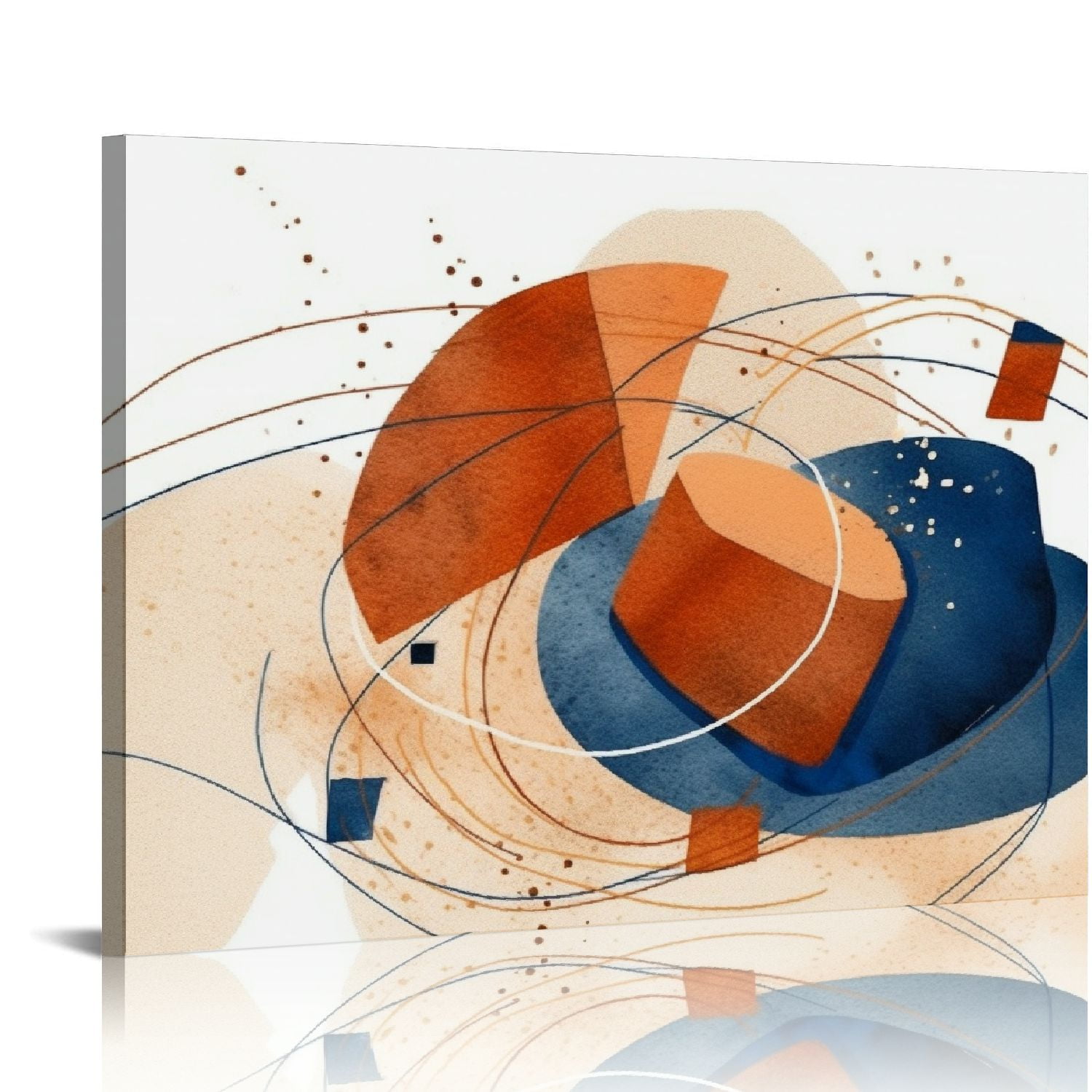 COMIO Canvas Wall Art Oil Painting Navy Blue Color Block Mid Century ...