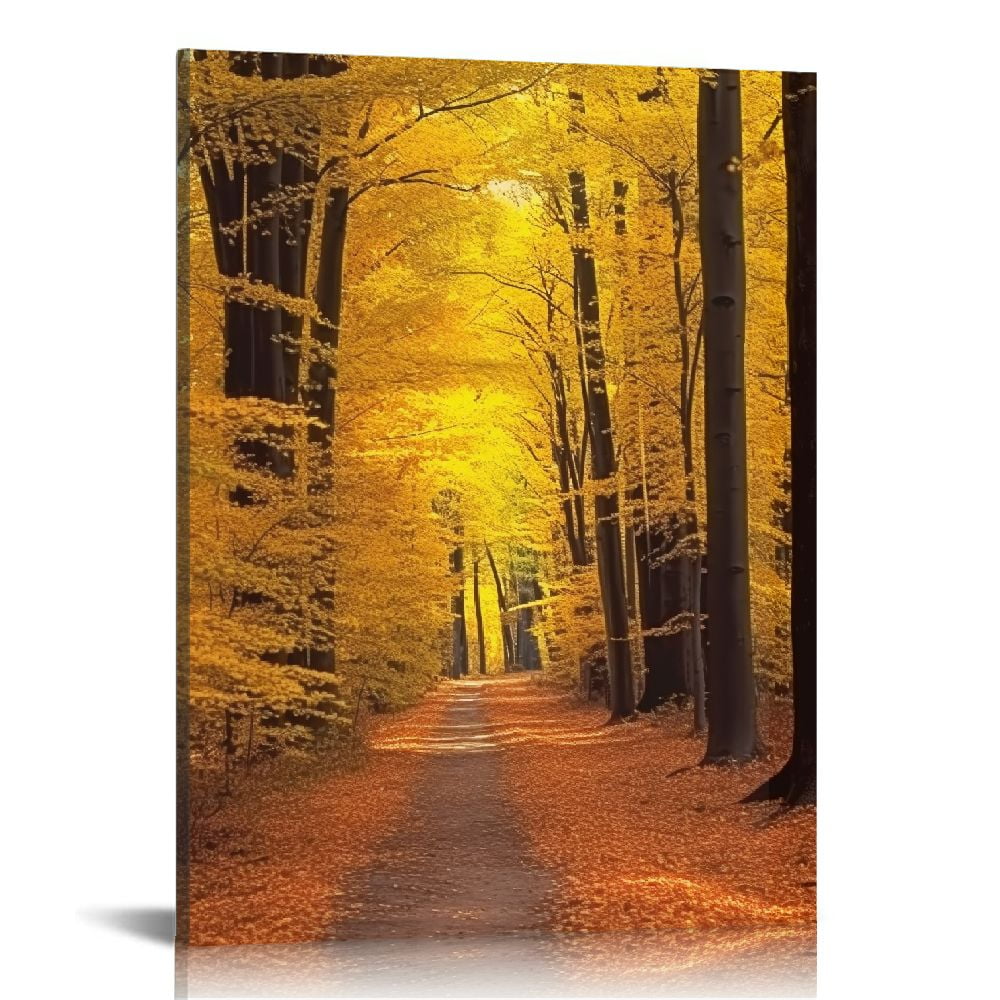 COMIO - Canvas Wall Art - Pathway in The Autumn Park - Modern Home Art ...