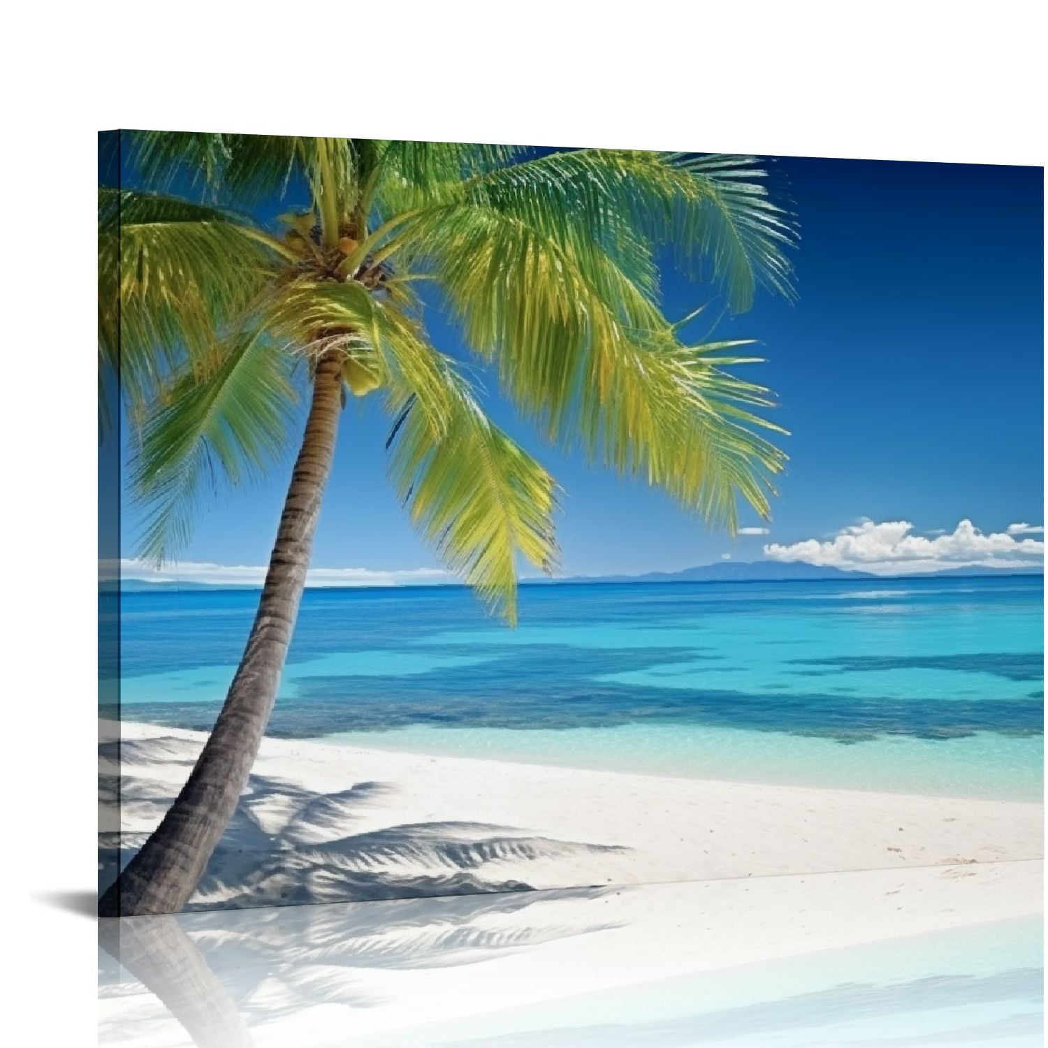 COMIO Canvas Wall Art Summer Ocean Waves Coconut Trees on Sands Beach ...