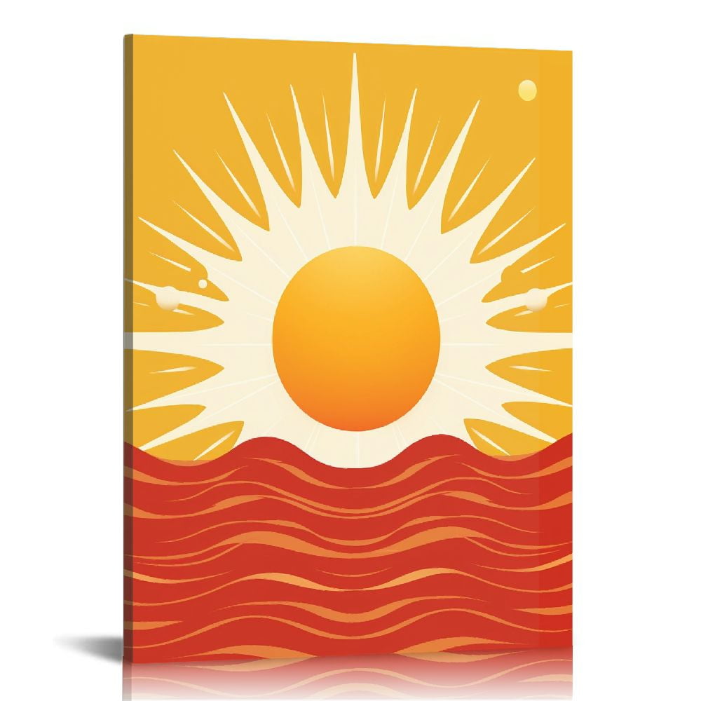 COMIO Canvas Wall Art Sun Sunrise Yellow Line Pictures Prints Wall ...