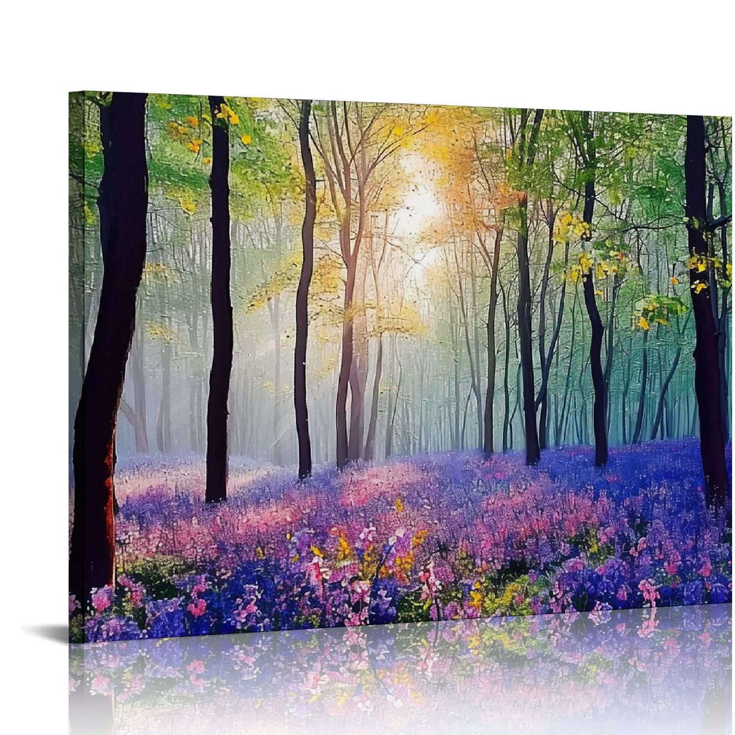 COMIO Canvas Wall Art Sunshine in Forests with Purple Lavender Flower ...
