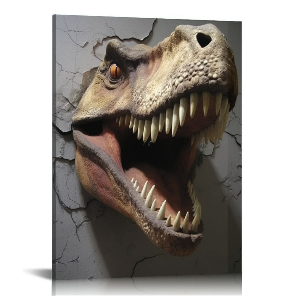 COMIO Canvas Wall Art Tyrannosaurus Rex Dinosaur Picture Framed ...