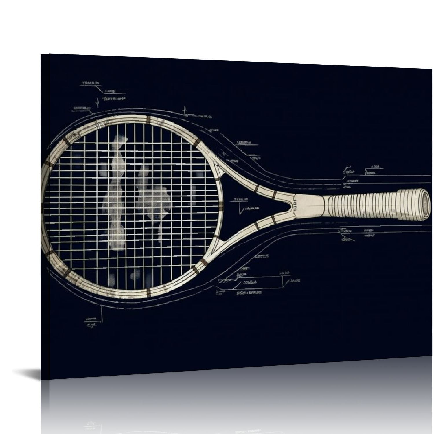 COMIO Canvas Wall Art Vintage Tennis Racket Patent Print,Wall Art Decor ...