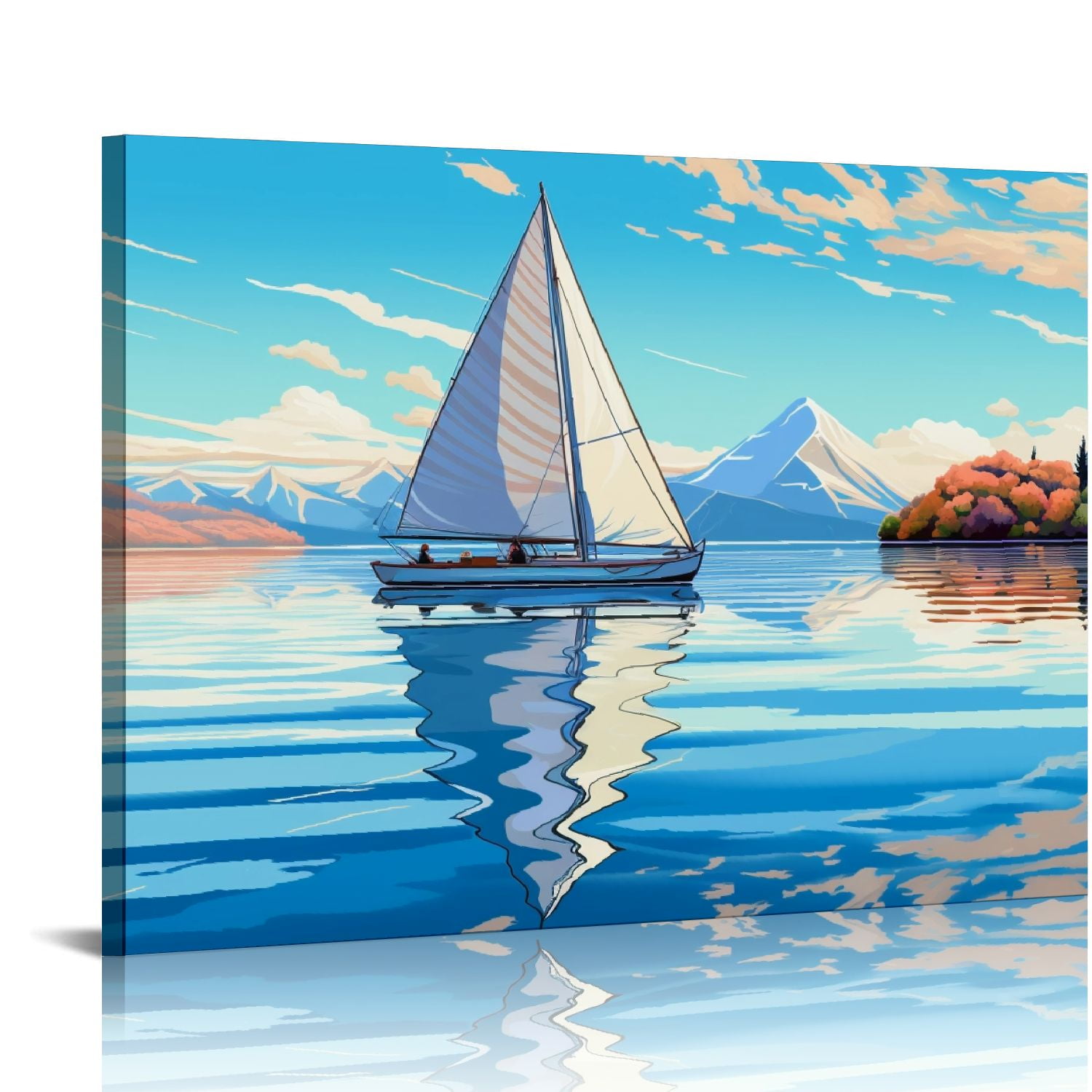 COMIO Canvas Wall Art for Bedroom, Blue Sea Sailboat Picture, Modern ...