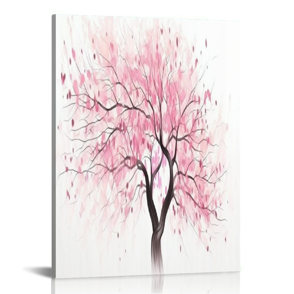 COMIO Canvas Wall Art for Bedroom Pink Sakura Picture Framed Wall Decor ...