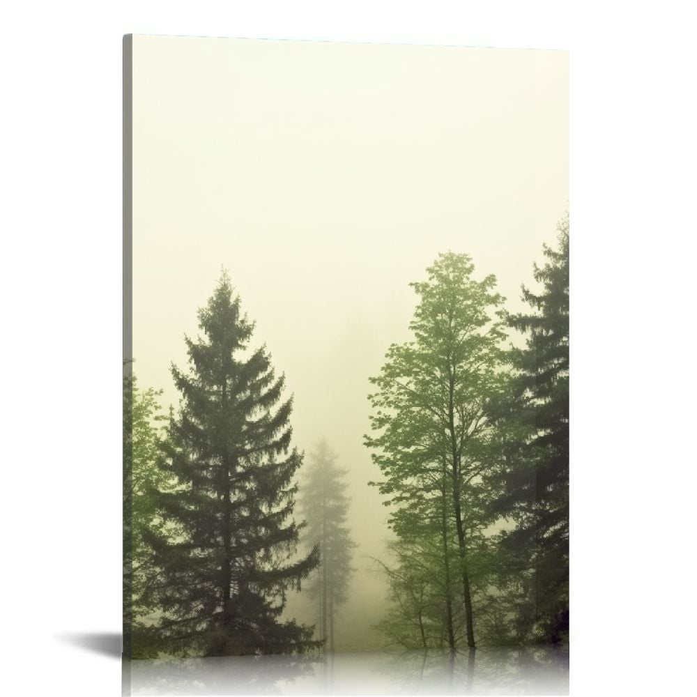 COMIO Canvas Wall Art for Living Room Misty Forests of Evergreen ...