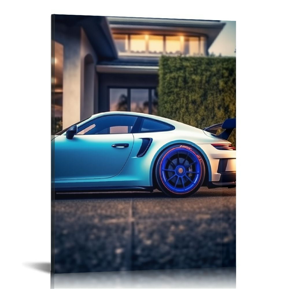 COMIO Car Poster Canvas Wall Art,White modern classic supercar poster ...