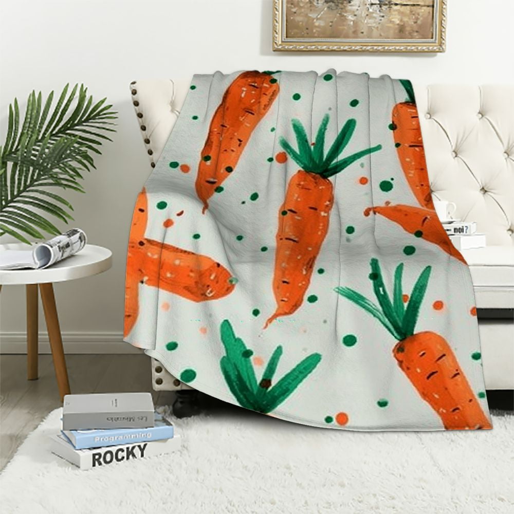 MLJA Carrot Sherpa Blanket Twin Vegetables Bed Blanket Funny Food Theme ...