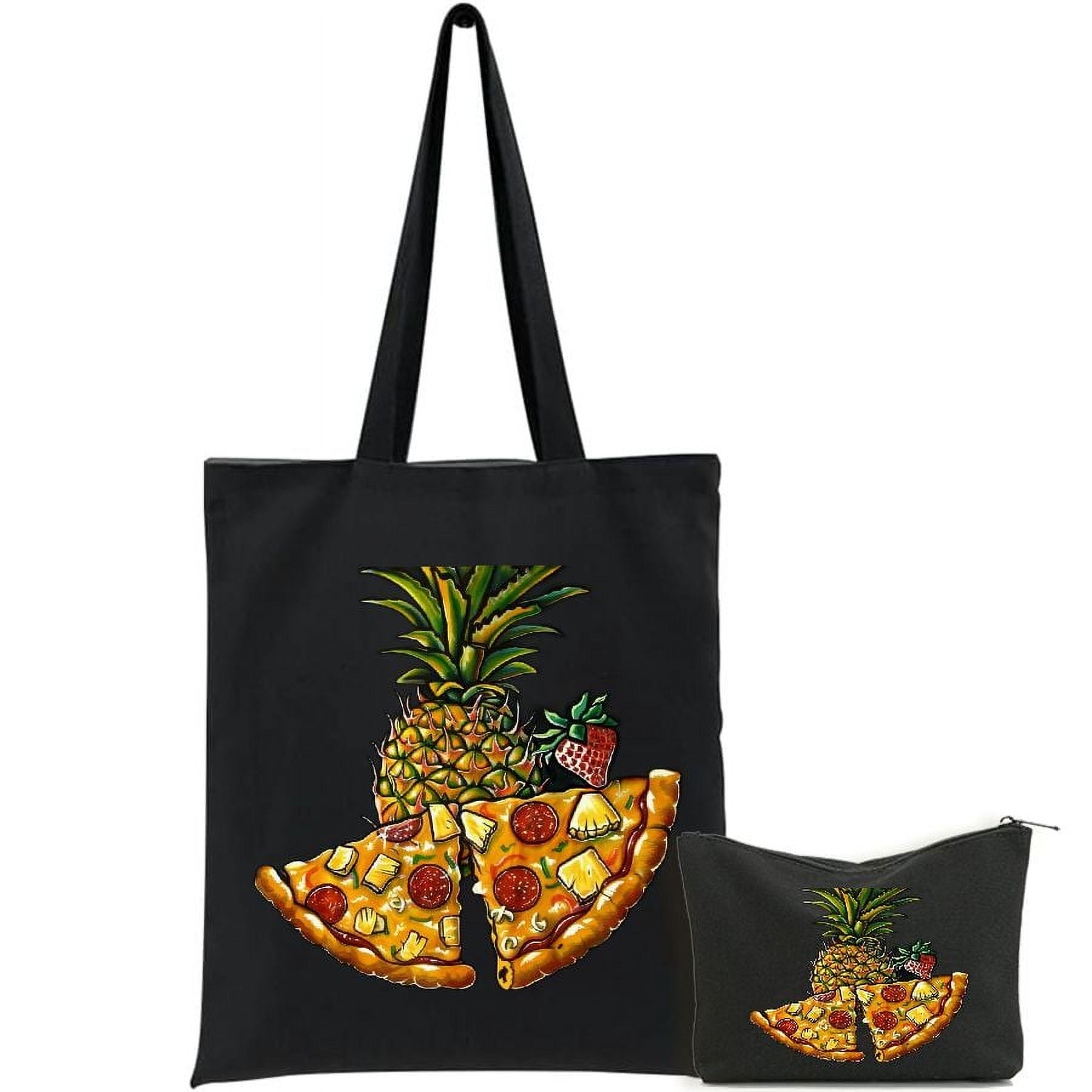 QZHH Carrying Computers 2 Pcs Canvas Tote Bags Cute Aesthetic Tote Bags with Zipper Pineapple ...