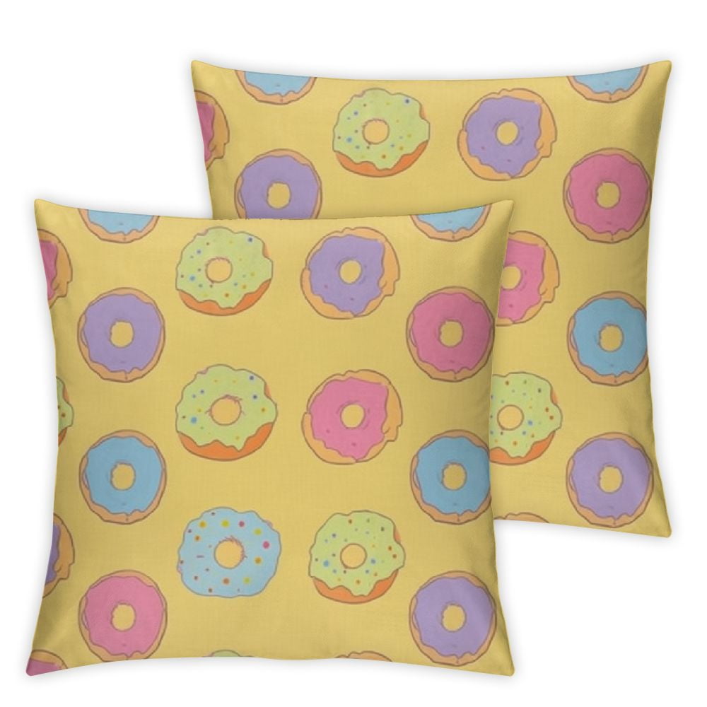 COMIO Cartoon Donuts Pattern Throw Pillow Covers Square Cushion Case ...