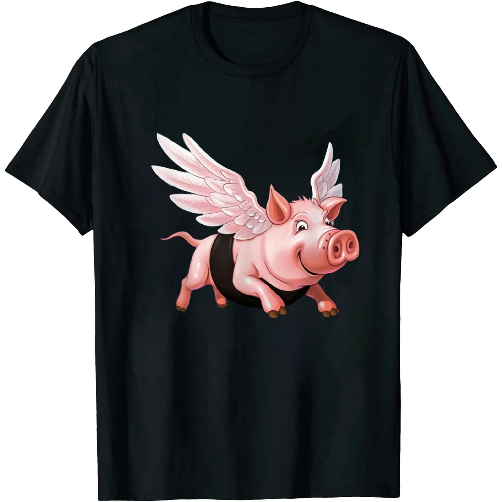 COMIO Cartoon Flying Pig Fun Aeronautical Swine Design T-Shirt ...