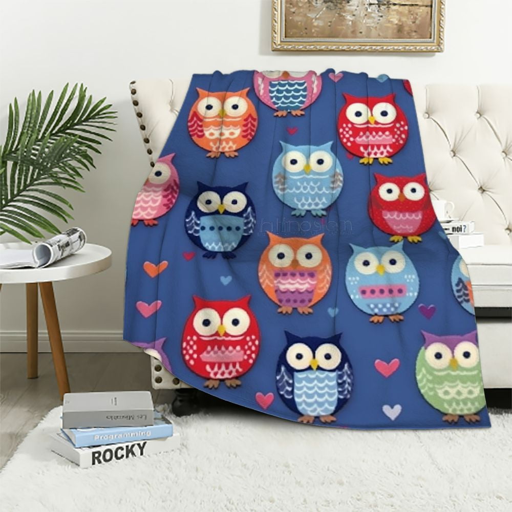 COMIO Cartoon Owl Blanket for Bed, Owl Throw Blanket for Girls, Women ...