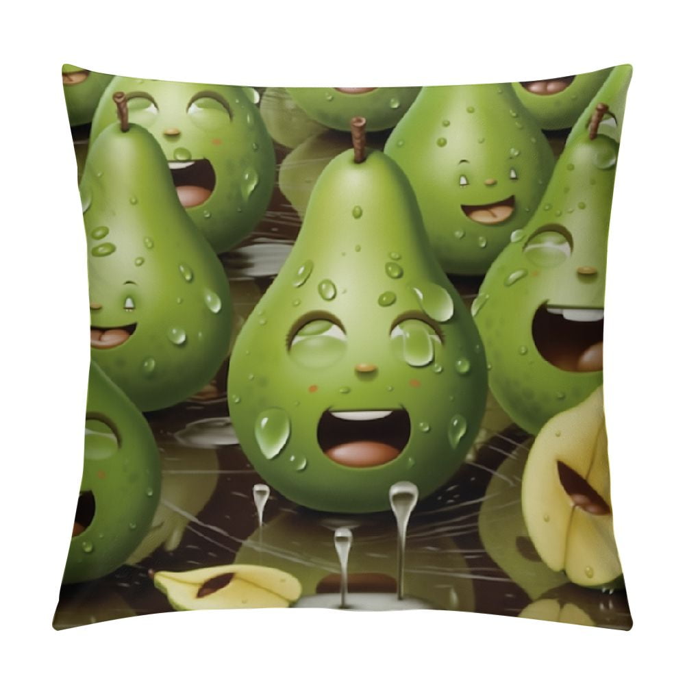 MLJA Cartoon Pears Print Throw Pillow Covers Pillowcase Soft Four ...