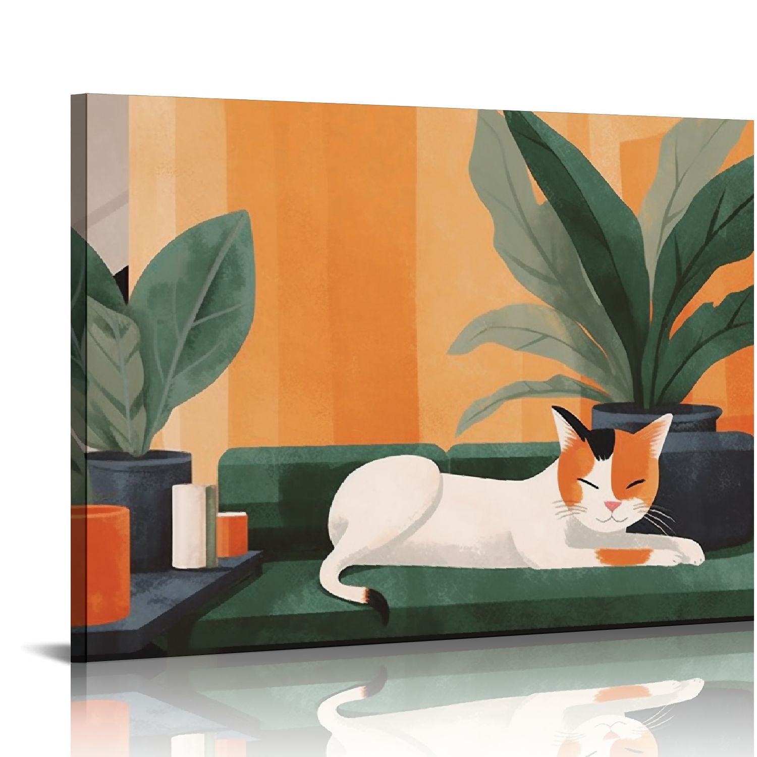 COMIO Cat Wall Art Framed Watercolor Kitty Poster Colorful Cats Prints ...