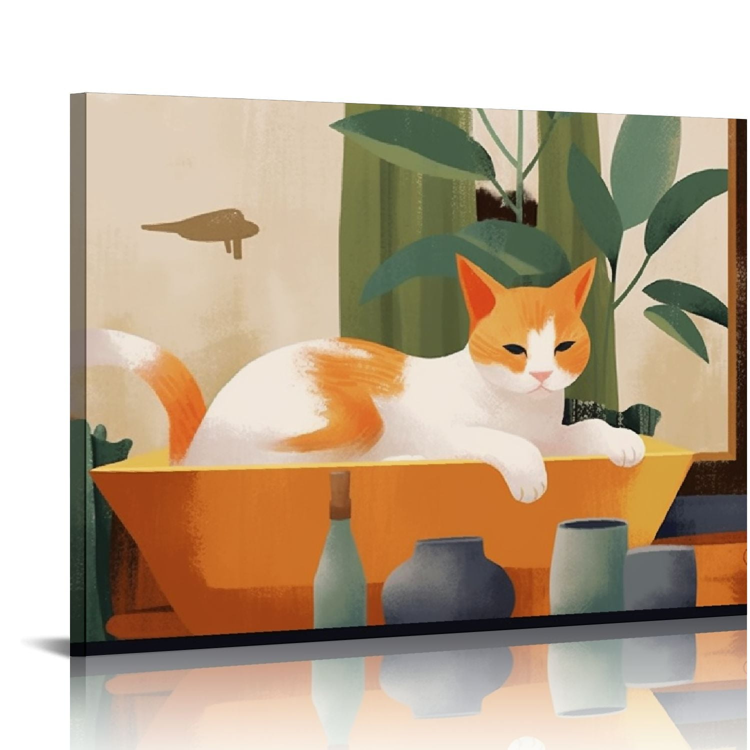 COMIO Cat Wall Art Framed Watercolor Kitty Poster Colorful Cats Prints ...