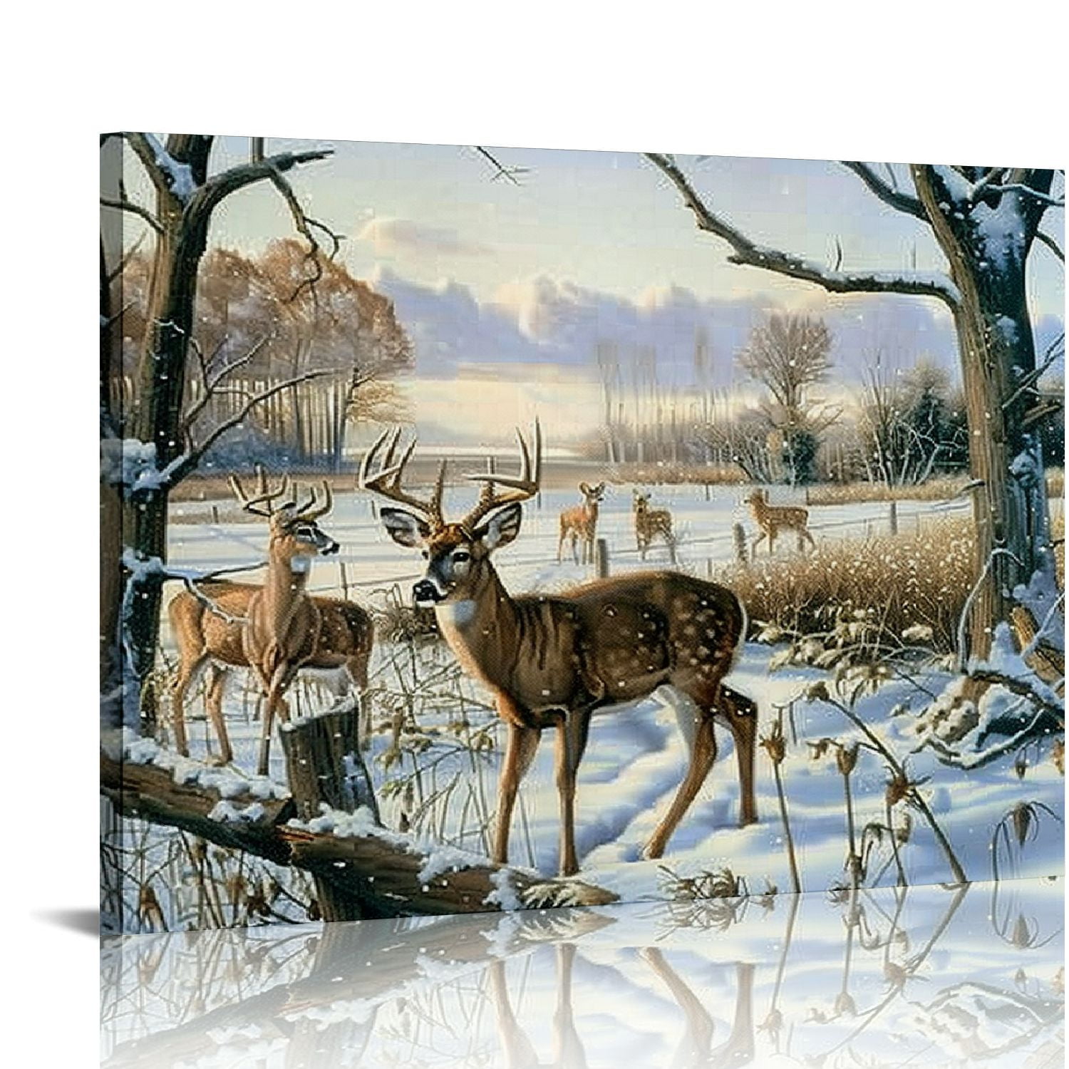COMIO Cautious Crossing - Canvas Wall Art Print, Deer Artwork - Walmart.com