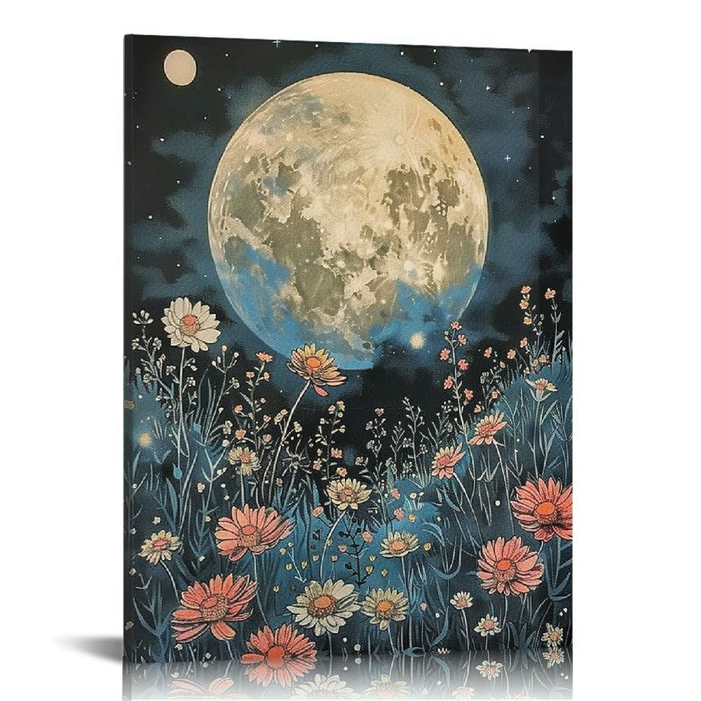 COMIO Celestial Star Canvas Wall Art，Vintage Poster，Dark Aesthetic Moon ...